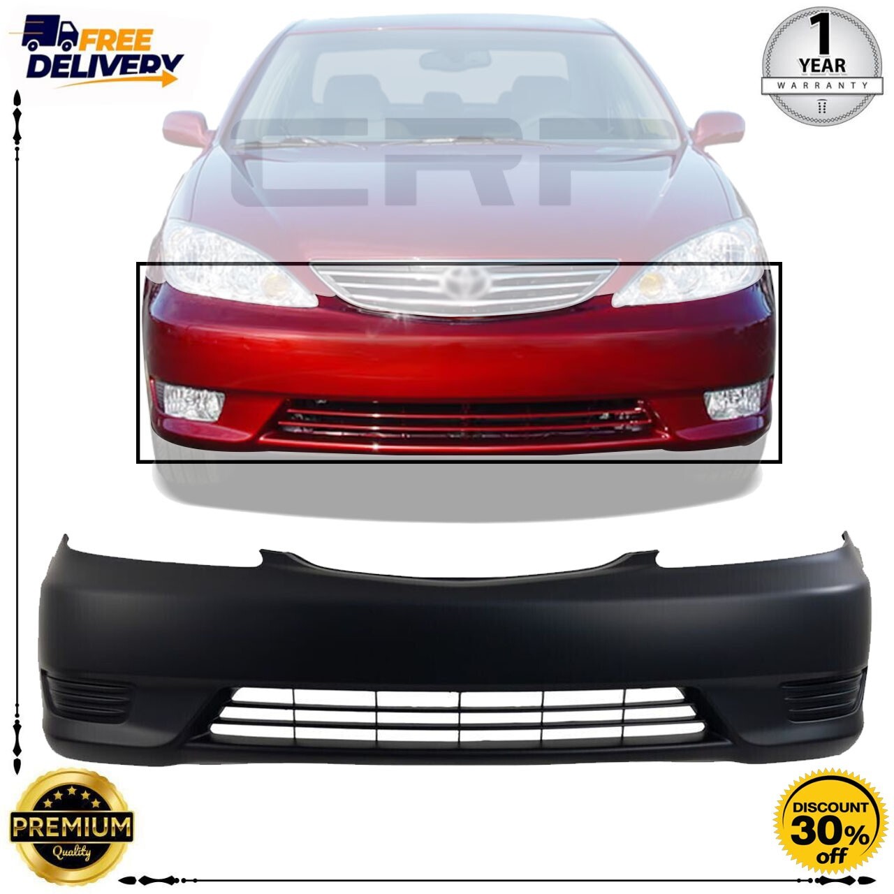 Front Bumper Cover Primed For 2005-2006 Toyota Camry TO1000284 ...