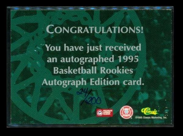 Vintage 1995 CLASSIC RC AUTOGRAPH Basketball Card TERRENCE RENCHER ...