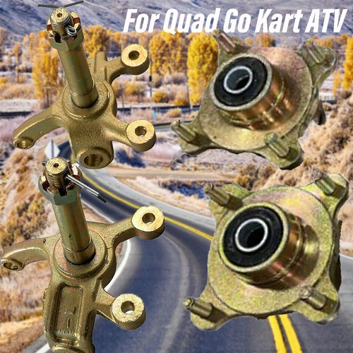 For Quad Go Kart ATV Front Steering Knuckle Spindle+Wheel Rim Hub and ...
