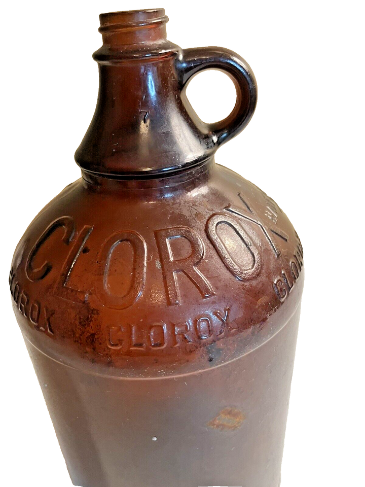 Vintage Clorox Half Gallon, 64 oz, Embossed Brown Glass Jug, no chips ...