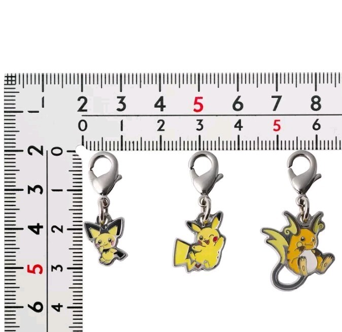 Pokemon Center Original Metal Charm Keychain Pichu・Pikachu・Raichu From ...