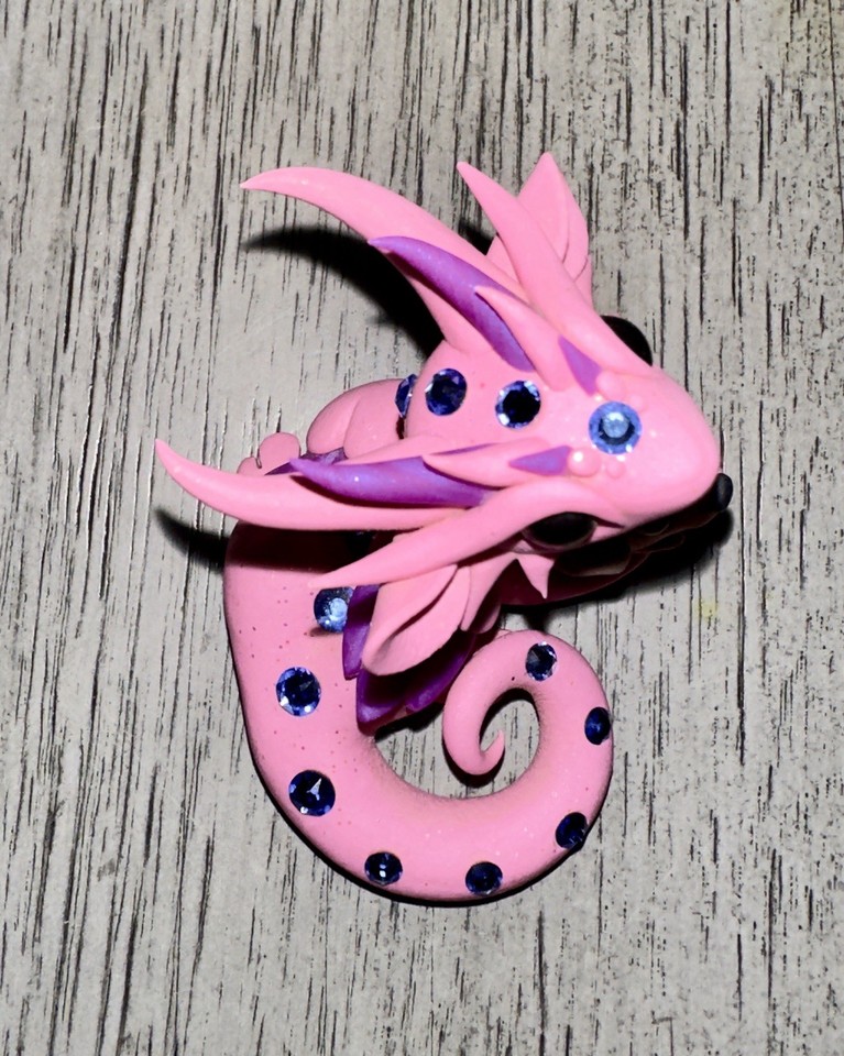 Pink Dragon with Puppy Original Clay Sculpture by Dragons and Beasties ...
