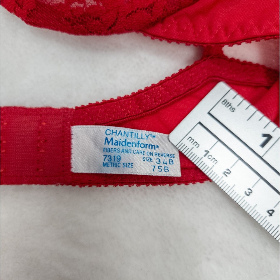 Vintage 80s Maidenform Chantilly Red Lace Underwire Bra - ILGWU Made ...