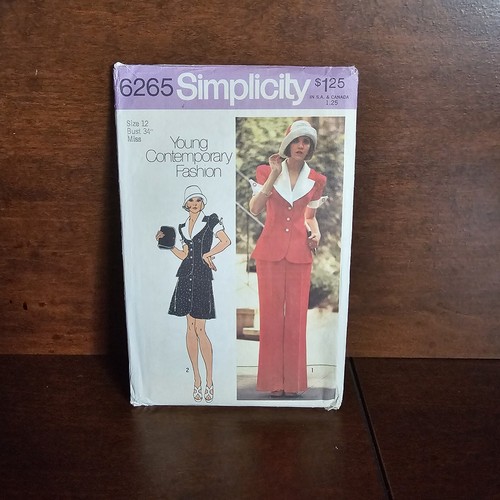 VTG Simplicity 6265 Sewing Pattern 2 Piece Dress Wide Length Pant Sz 12 ...