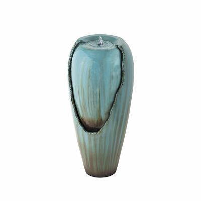 Garden Fountain Waterfall Jar Flowing Water Landscaping Patio Decor ...