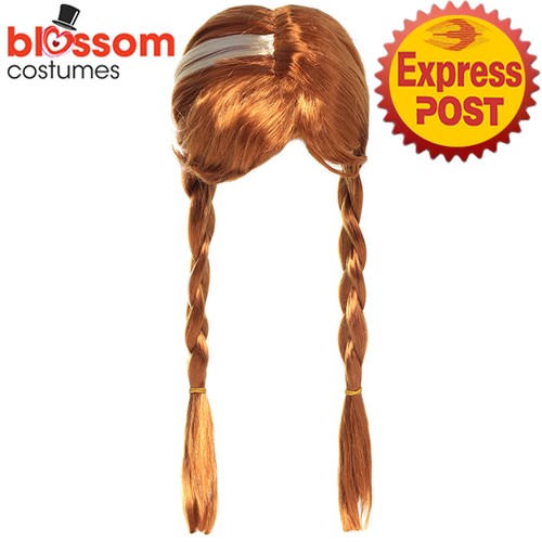W602 Anna Costume Wig Hair Auburn Braids Plait Frozen Princess Cosplay ...
