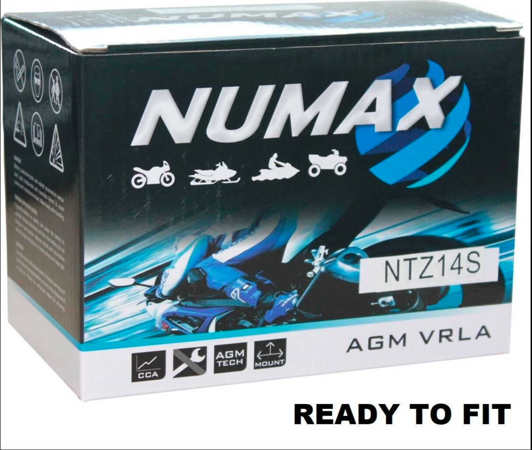 NUMAX NTZ14S - YTZ14S-BS AGM Motorcycle / Motorbike Battery - Sealed ...