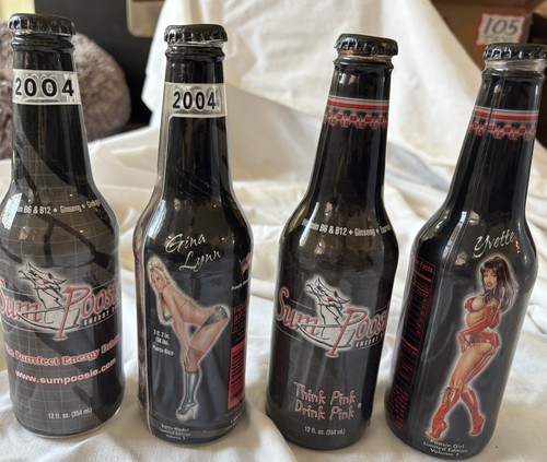 Set Of 4 Sum Poosie Energy Drink Bottles Models Uma, Gina Lynn, Jessica ...