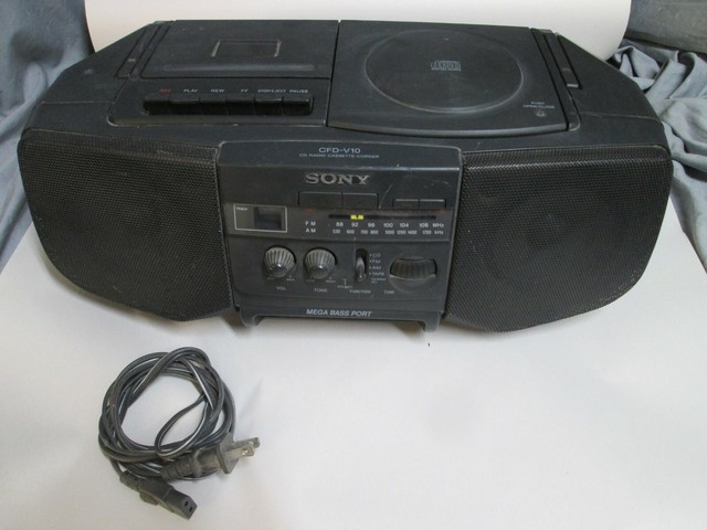 Sony Cfd-v10 Portable CD Radio Cassette Tape Player Boombox Tested EUC ...