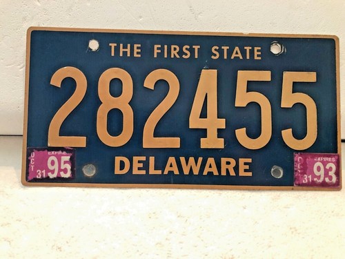LICENSE PLATE 95 DELAWARE THE FIRST STATE 282455 RIVETED | eBay