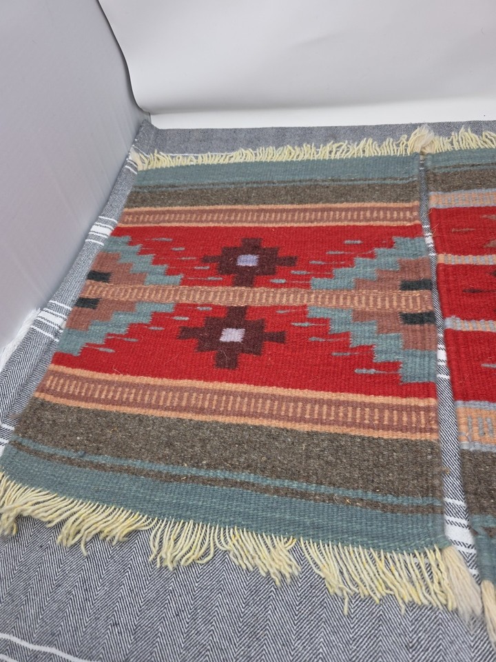 Set 2 South Western Style Table Rug Cloth Table Placemat Fringe Tassel ...