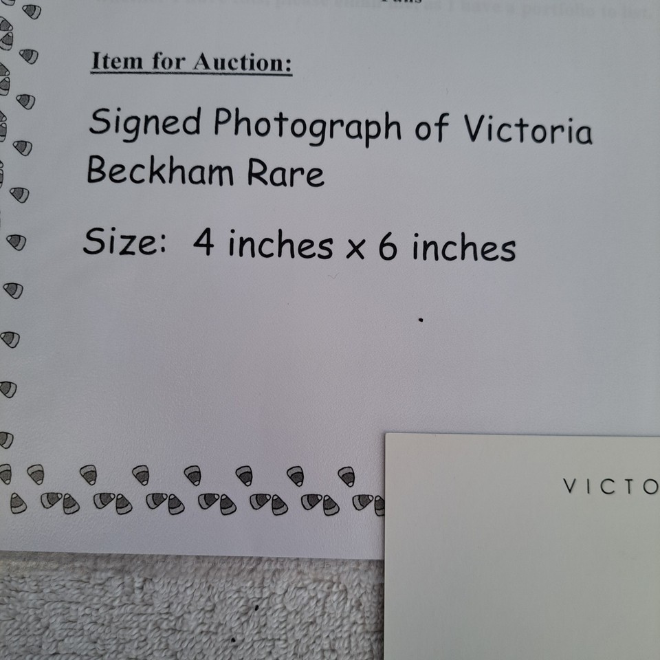 Victoria Beckham Signed Photograph Card Extremely Rare designer and ...