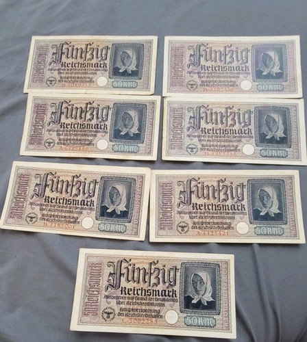 BANKNOTE OF 3rd REICH GERMANY 50 REICHSMARK WWII Era ( Lot of 6 ...