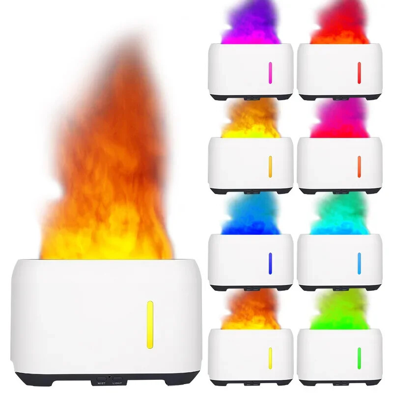 Flame Humidifier Aromatherapy 200ML With Remote Control 7 Flames ...