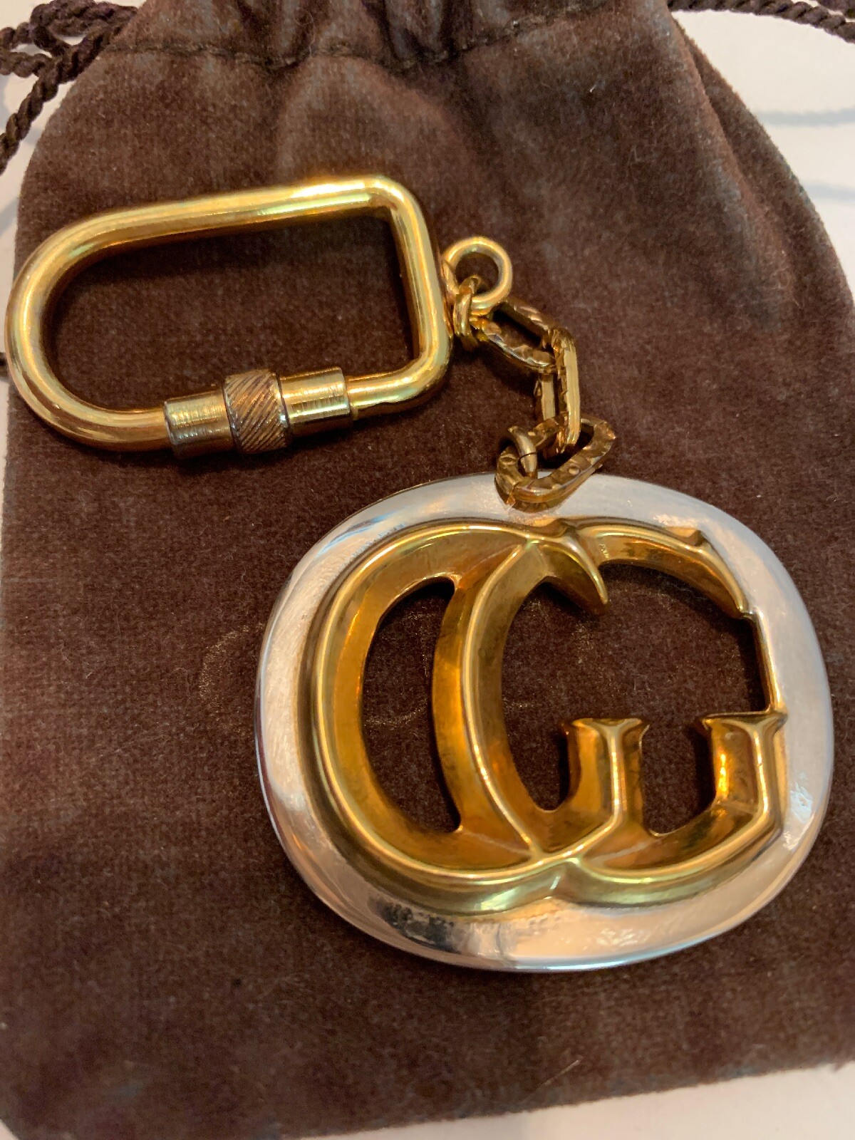 Vintage Gucci Gold Tone Screw Open Key Chain Fob Orig… - Gem