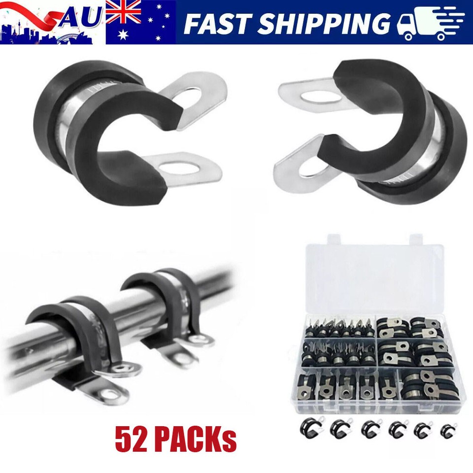 52Pcs P Clips Cable Hose Pipe Clamps Holder Air Clip Clamp Set for Wire ...