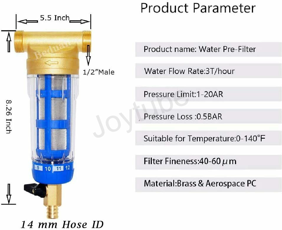 Water Pre-Filter Sediment Filter 40 Micron Reusable Spin Down Sediment ...