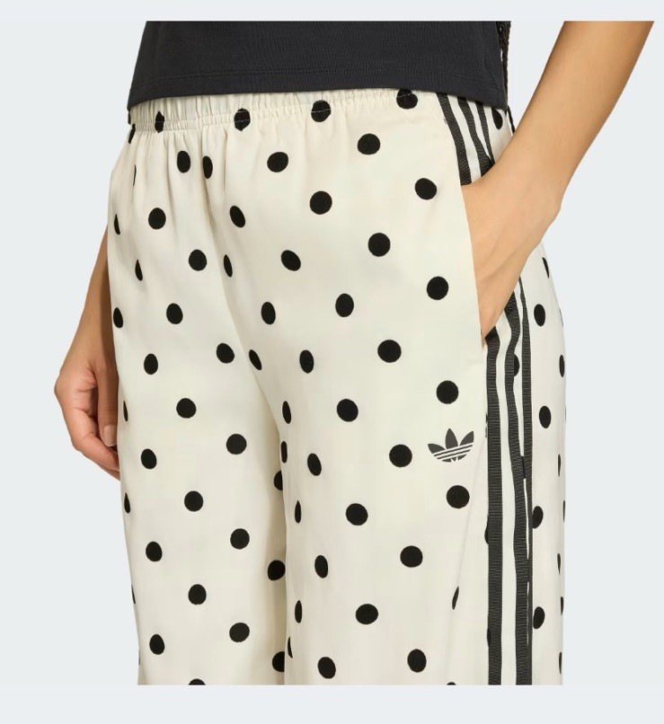 NWT Adidas Satin Polka Dot Wide Leg Pants XL Trefoil 3 Stripe Track ...