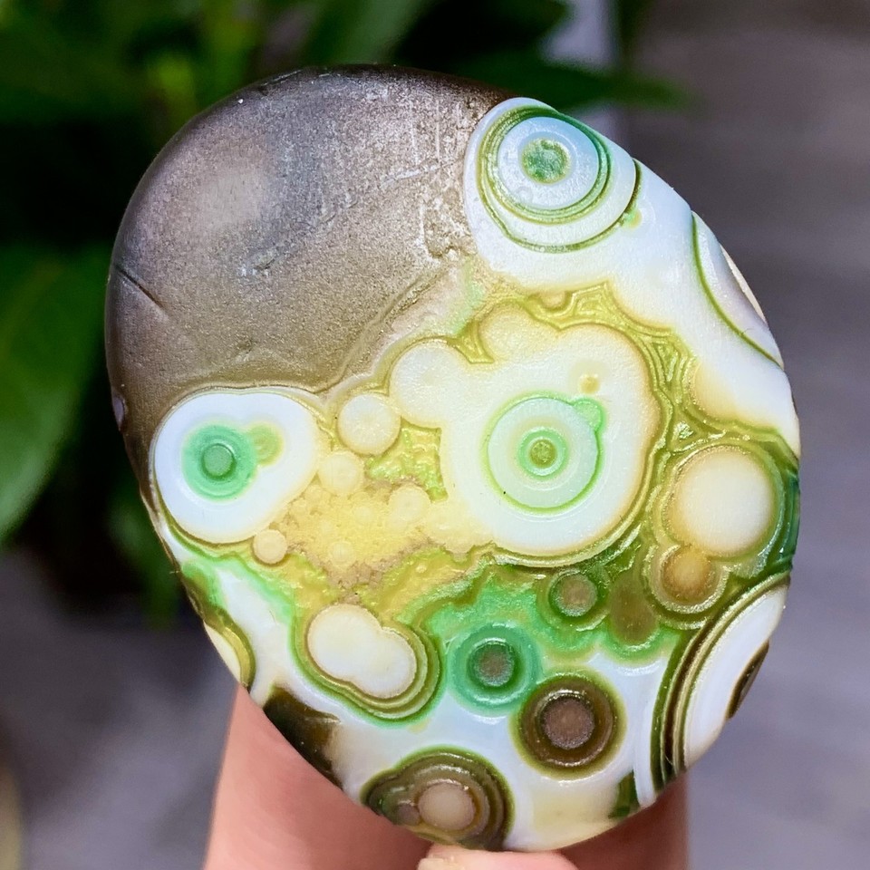 36G Natural green gobi agate eye crystal Circular pattern mineral ...