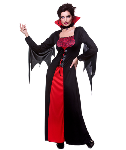 NEW Classic Vampire Dress w/Attached Collar Ladies Halloween Fancy ...