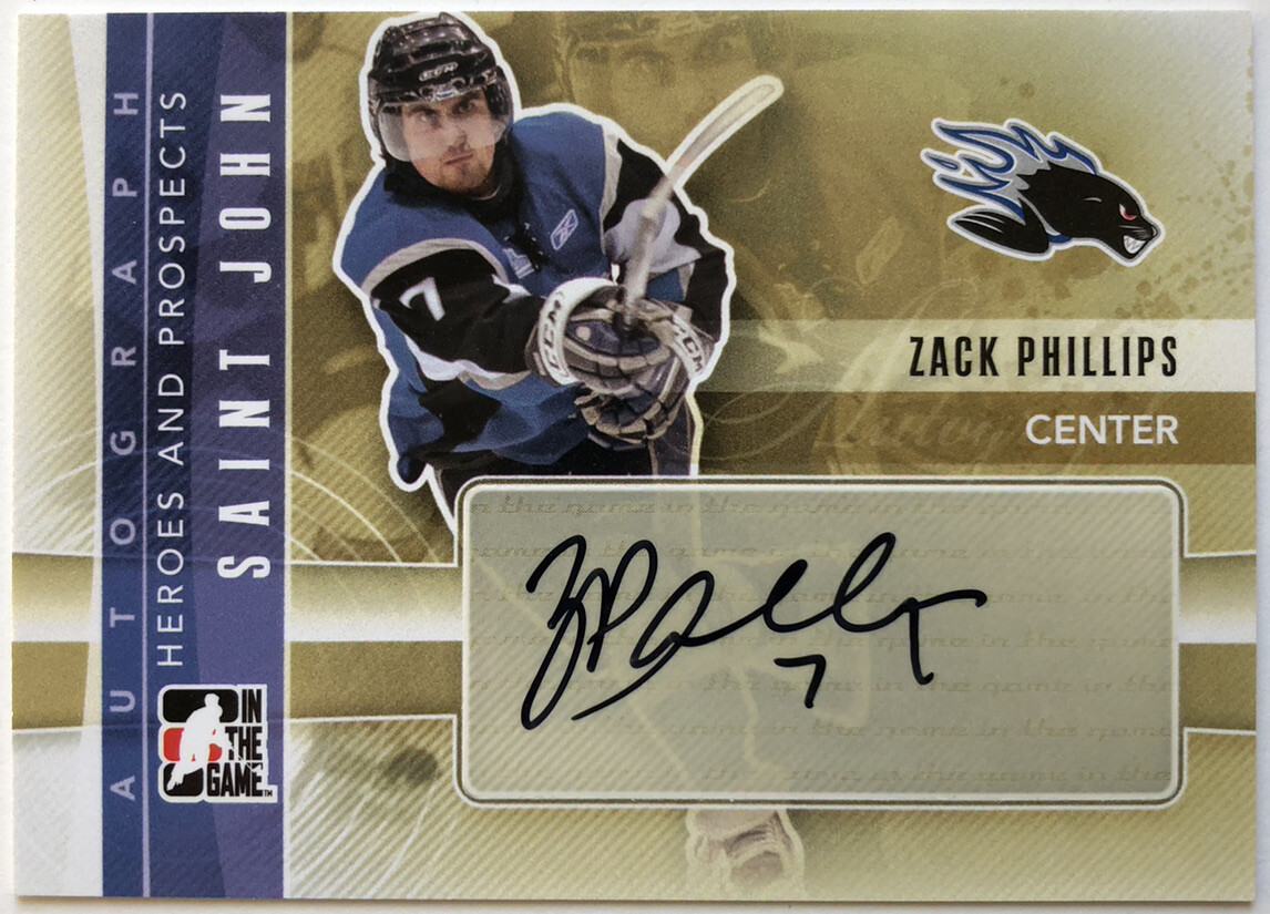 2011-12 ITG HEROES AND PROSPECTS AUTOGRAPH ZACK PHILLIPS RC SP NO. A-ZP ...