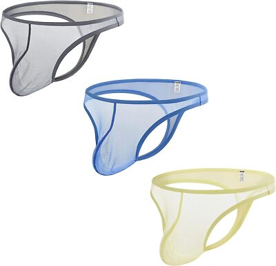 BIATOWR Men's Tight Tanga Transparent Underwear Men's Sexy Elastic ...