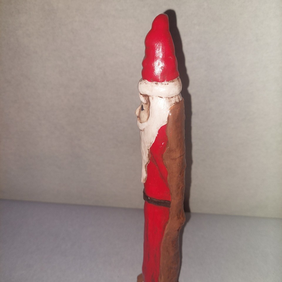 Ceramic Pencil Santa Claus Figurine Hand Painted Signed 11 " Vintage ...