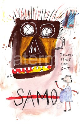 Jean-Michel Basquiat NYC ( SAMO HEAD ) Chromolithograph Print.Embossed ...