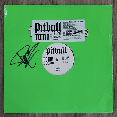 Pitbull Signed TOMA 12" Single Vinyl Record Mr. 305 Rapper Rap MIAMI ...