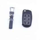 Black Leather Car Remote Key Case Holder Cover 3 Button For VW Jetta ...