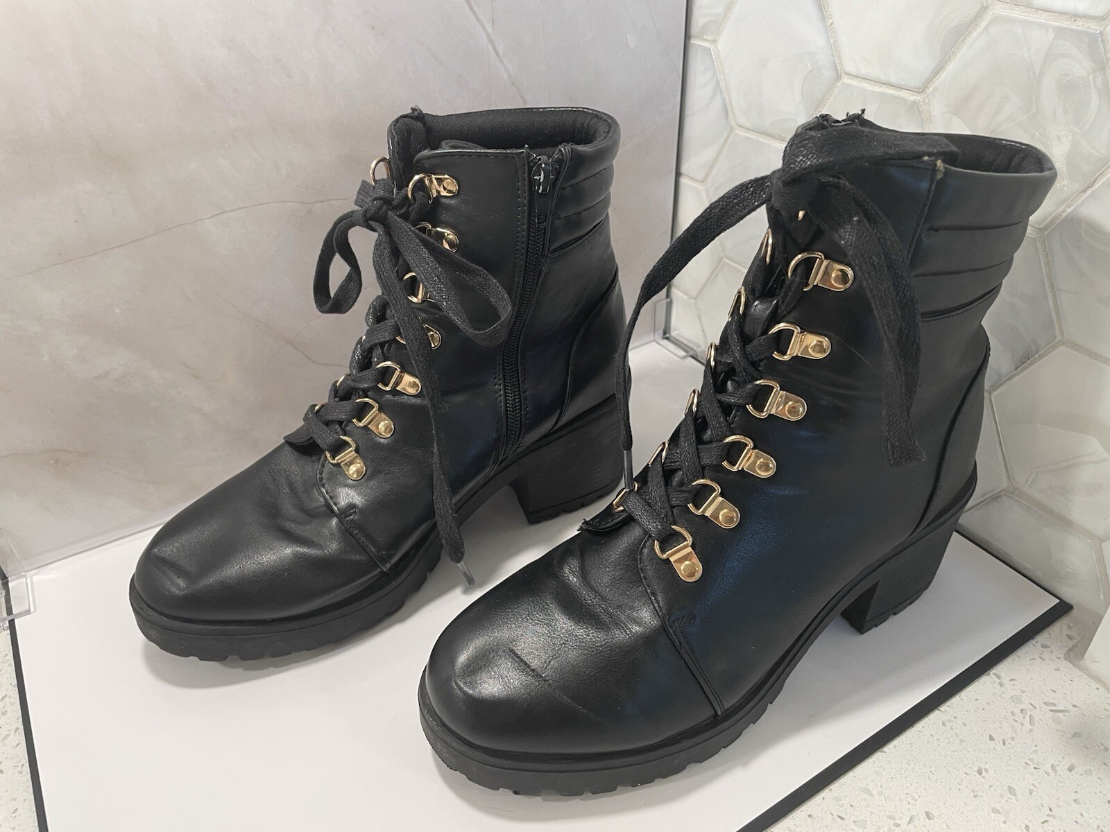 Catherine Malandrino Woman’s Black Combat Boots Size … - Gem