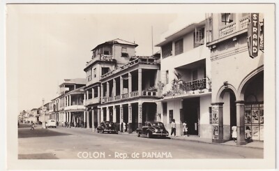 PANAMA COLON REAL PHOTO POSTCARD TOWN CENTER, INTERESTING MESSAGE ...