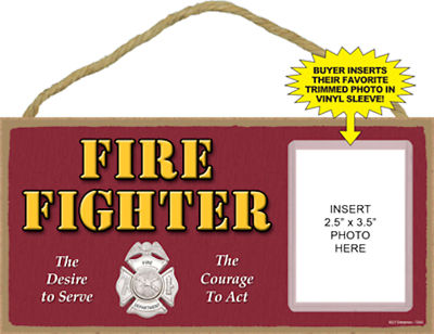 Fire Fighter Thin Red Line Wood Photo Picture Frame Sign Plaque Made in ...