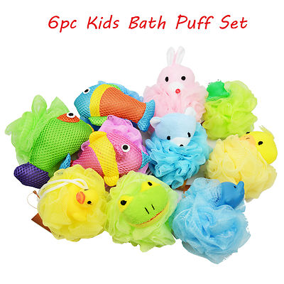 Kids Shower Puff 6pcs, Bath Toy, Body Bath Exfoliate Puff Sponge,Soft ...