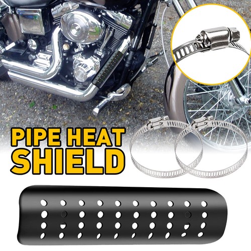 For Black Motorcycle Muffler Pipe Exhaust Heat Shield Cover Protector ...
