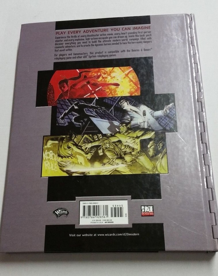 D20 MODERN CORE RULEBOOK RPG WIZARDS OF THE WEST COAST HARDBACK BOOK ...
