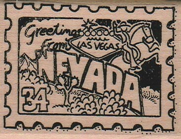 Nevada Postage Stamp 2 x 2 1/2" Rubber Stamp, Nevada Stamp, Mixed Media ...