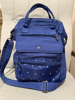 Lug Via 3-Way Convertible Backpack Tote Blue Polka Dot Insulated Pocket ...