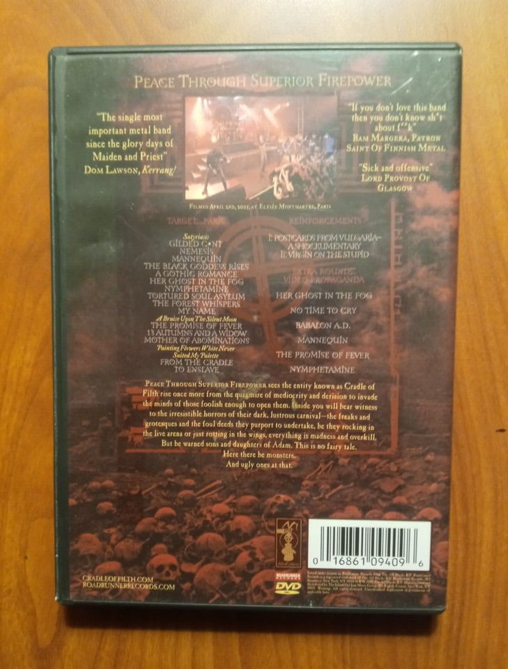 Cradle of Filth - Peace Through Superior Firepower DVD Hecate Enthroned ...