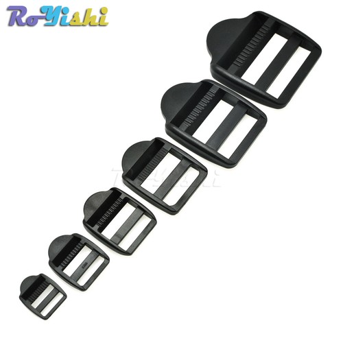 20pcs 15mm-50mm Ladder Lock Slider Plastic Black Buckles Backpack ...
