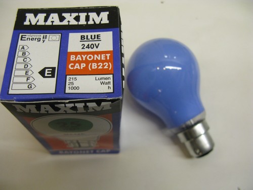 10 x Maxim Blue 25W B22 BC Bayonet Cap Coloured Lamp Light Bulb 240V ...