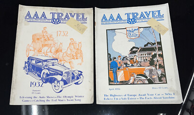 April & January 1932 AAA Travel magazines great ads Vintage Car Club ...