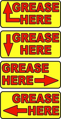 GREASE HERE (ARROW) Label sticker decals - 20 decals per package - Red ...
