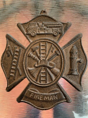 Cast Iron Firefighter Plaque Fire Mark Sign Fire / Rescue / EMT ...