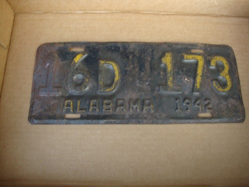 Vintage Original 1942 Alabama License Plate Tag 16D-173 | eBay