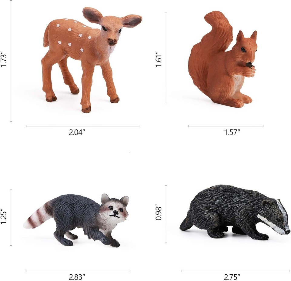 16PCS Forest Animals Baby Figures, Woodland Creatures Figurines ...