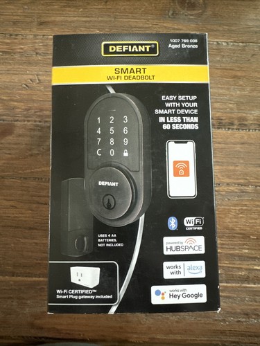 Defiant SMART WIFI Deadbolt Lock w/ Bluetooth 1007 769 036 Aged Bronze ...