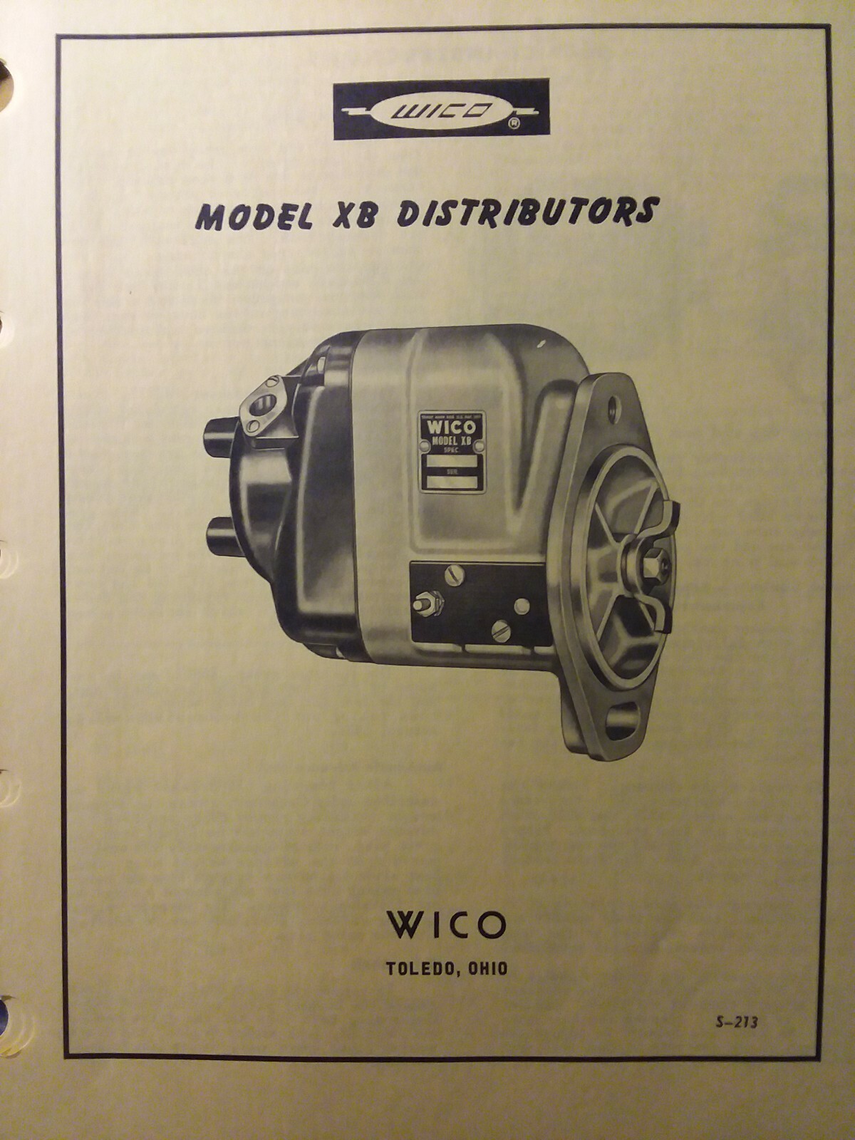Wico Battery Distributor model XB Service & Parts Manual Catalog ...