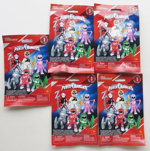 MIP 5 PKG Power Rangers Mega Construx Series 1 BLIND BAG Mighty Morphin ...