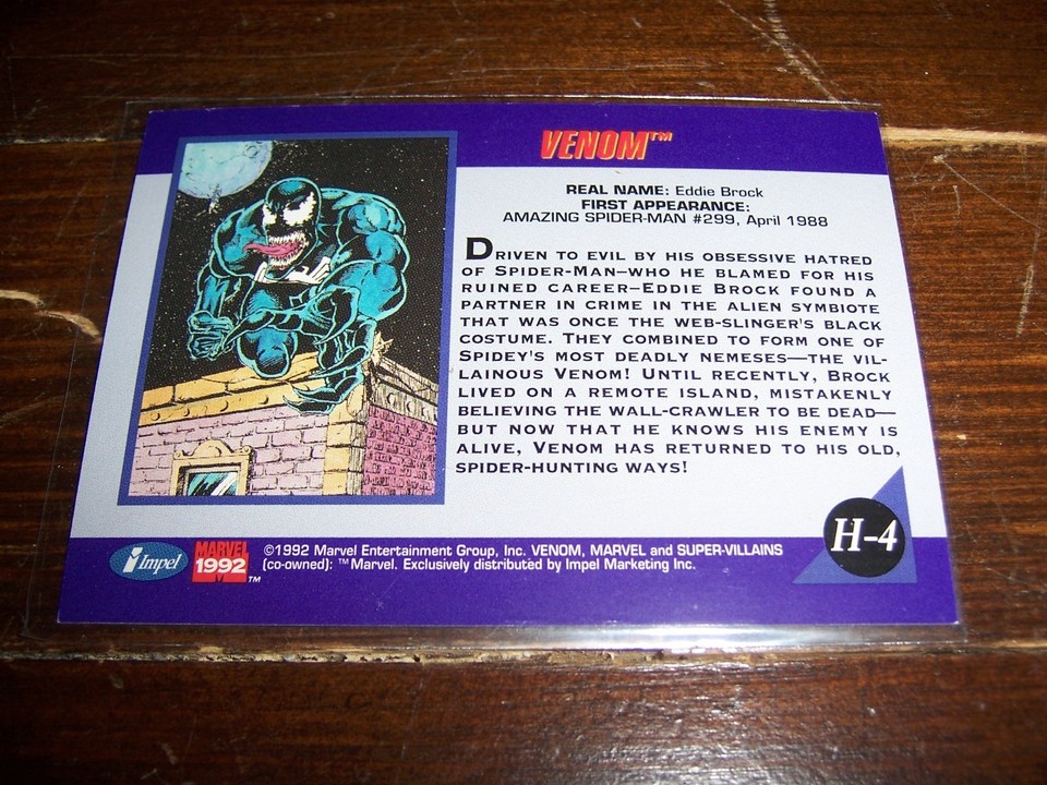 1992 Marvel Universe Hologram card Venom number H4 H-4 - | eBay